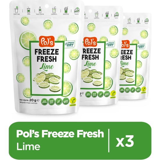 Pol's Freeze Fresh Lime 20 g x 3 Adet Freeze Dry Fiyatı