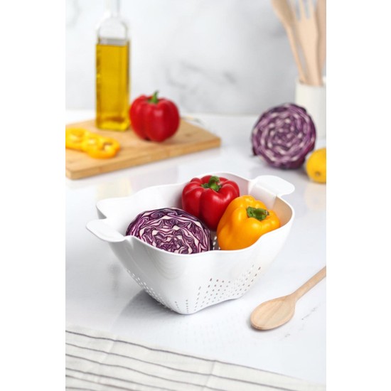 Bena Life Akrilik Beyaz Makarna Süzgeçi Sebze Meyve Süzgeçi Fiyatı