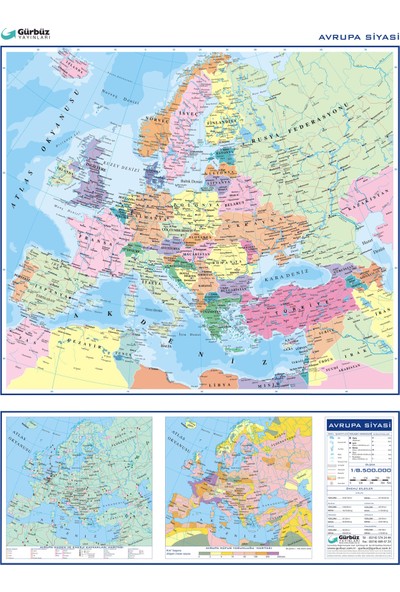 Gürbüz Yayınları Avrupa Siyasi 70 x 100 cm
