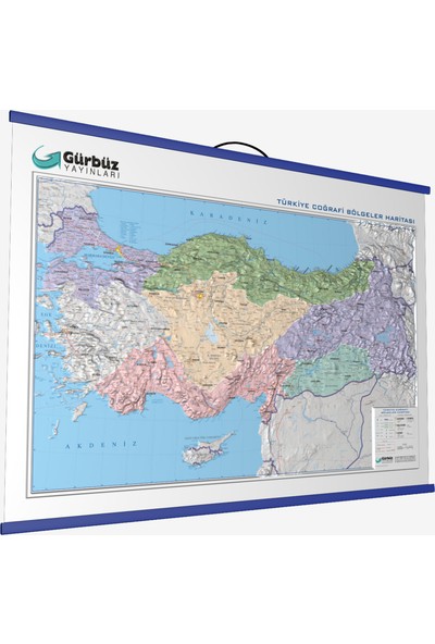 Gürbüz Yayınları Kabartma Türkiye Bölgeler 70 x 100 cm