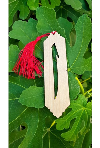 Püsküllü Ahşap Kitap Ayracı - Elif