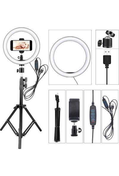 Cooltech Ring Light LED 10 Inç Halka Işık Selfie 2.1m Tripod Stüdyo Makyaj Işığı Cooltech Ring Light LED 10 Inç Halka Işık Selfie 2.1m Tripod Stüdyo Makyaj Işığı