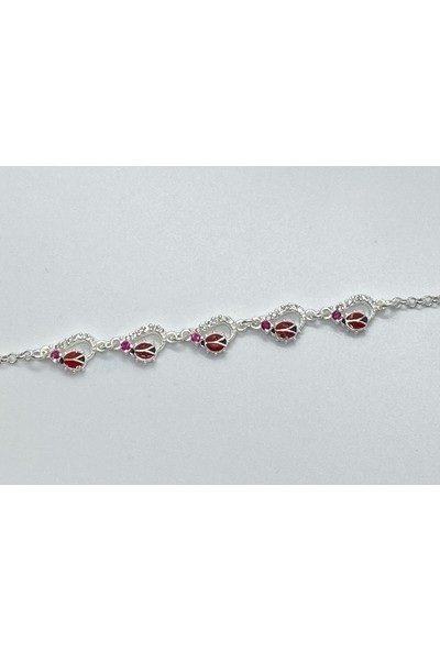 Gülüş Gümüş Zirkon Taşlı Uğur Böceği Çocuk Bileklik