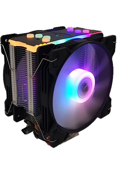 Snowman T4 4 Bakır Borulu Cpu Soğutucu Fan Rgb Light Board Çift Fan