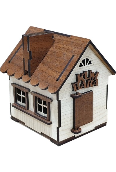 Adf Toptan Ev Görünümlü Bacalı Ahşap Kumbara