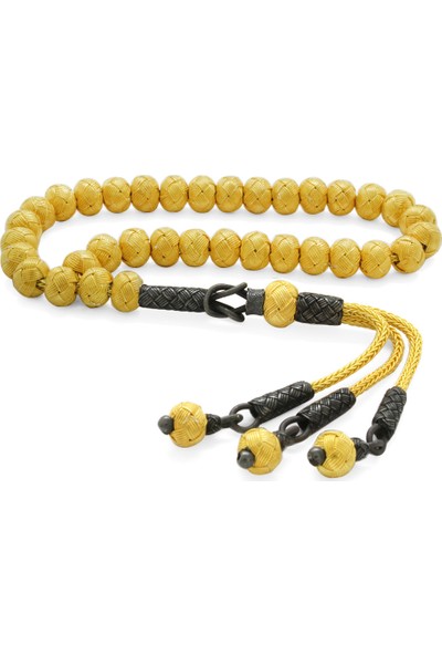 Gül Endam El Işçiliği Küre Kesim Gold-Black Mini Boy 1000 Ayar Gümüş Kazaz Tesbih Gül Endam El Işçiliği Küre Kesim Gold-Black Mini Boy 1000 Ayar Gümüş Kazaz Tesbih