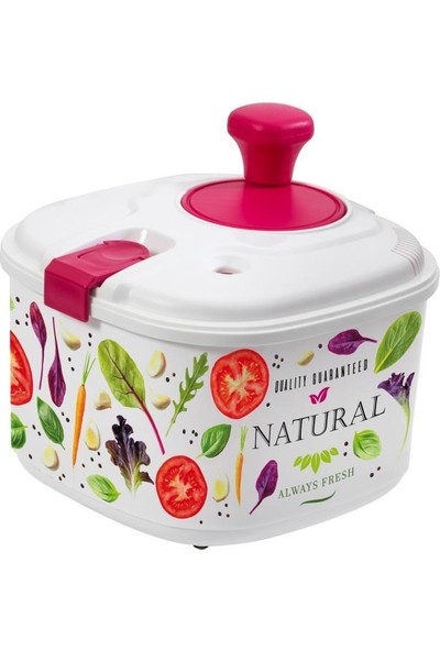 Herevin 4,2 Lt Sebze Desenli Pembe Salata Kurutucu Herevin 4,2 Lt Sebze Desenli Pembe Salata Kurutucu