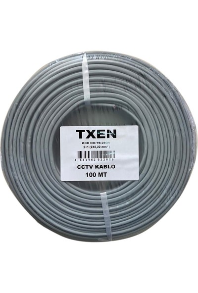 Txen TB-2834 2*022 100 mt Cca 2+1 Cctv Kablosu Txen TB-2834 2*022 100 mt Cca 2+1 Cctv Kablosu