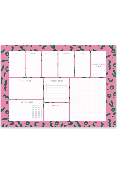 FAbooks A4 Pembe - Yeşil Haftalık Bloknot FAbooks A4 Pembe - Yeşil Haftalık Bloknot