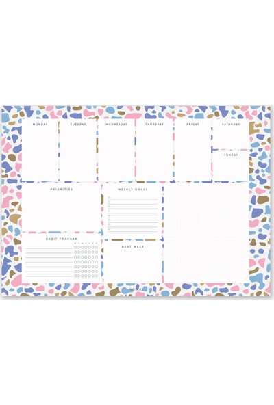 FAbooks A4 Terrazo Desenli Haftalık Bloknot FAbooks A4 Terrazo Desenli Haftalık Bloknot