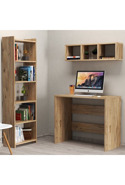 Tanmob Çalışma Masası Raflı Kitaplıklı Çam - CLM0302