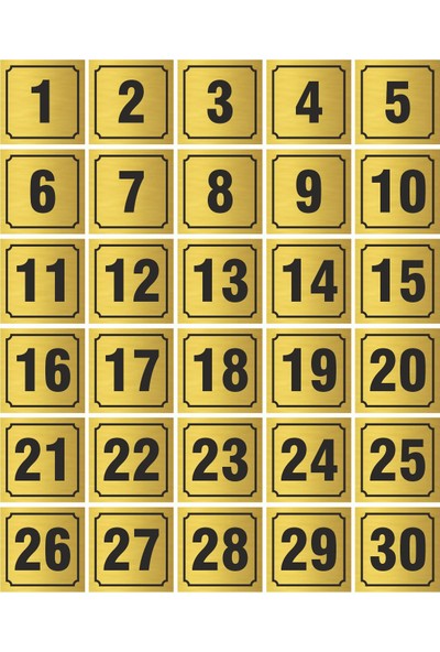 Artı Artı Kapı,masa,dolap Numarası 30 Adet 5X5CM Gold Renk Artı Artı Kapı,masa,dolap Numarası 30 Adet 5X5CM Gold Renk