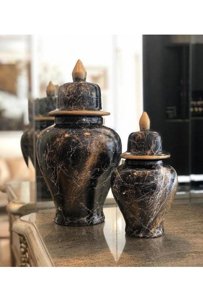Hk Siyah Mermer Desenli 2'li Şah Küp
