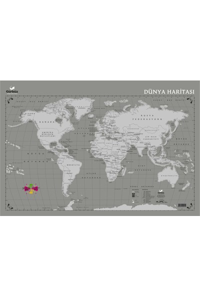 Gürbüz Yayınları Kazınabilir Dünya Haritası 35 x 50 cm Gürbüz Yayınları Kazınabilir Dünya Haritası 35 x 50 cm