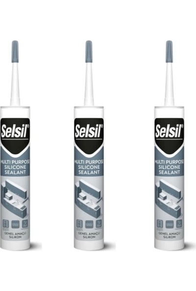 Selsil Genel Amaçlı Şeffaf Silikon 280 gr 3 Adet Selsil Genel Amaçlı Şeffaf Silikon 280 gr 3 Adet