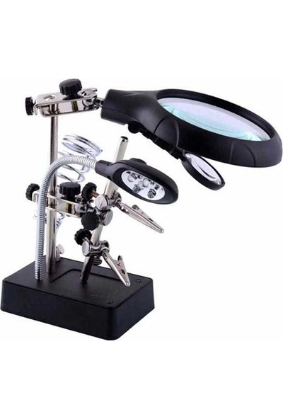 Nikula MG16129-C LED Işıklı Büyüteçli - Mercekli Havya Sehpası