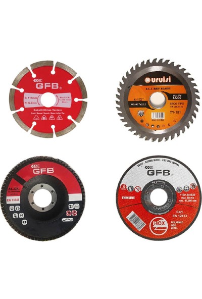 Gfb 4'lü 115 Lik Mermer Granit Ahşap Sunta Demir Taş Fayans Kesme Disk Seti Gfb 4'lü 115 Lik Mermer Granit Ahşap Sunta Demir Taş Fayans Kesme Disk Seti