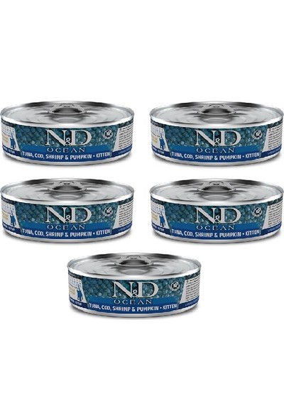 N&d Ocean Kitten 5 Adet Ton Karides Balkabağı Yavru Yaş Mama 80GR N&d Ocean Kitten 5 Adet Ton Karides Balkabağı Yavru Yaş Mama 80GR