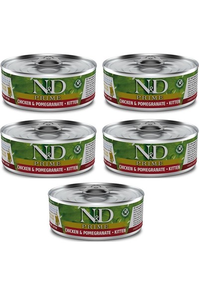N&d Prime Kitten 5 Adet Tavuk Etli Narlı Yavru Yaş Mama 80 gr N&d Prime Kitten 5 Adet Tavuk Etli Narlı Yavru Yaş Mama 80 gr