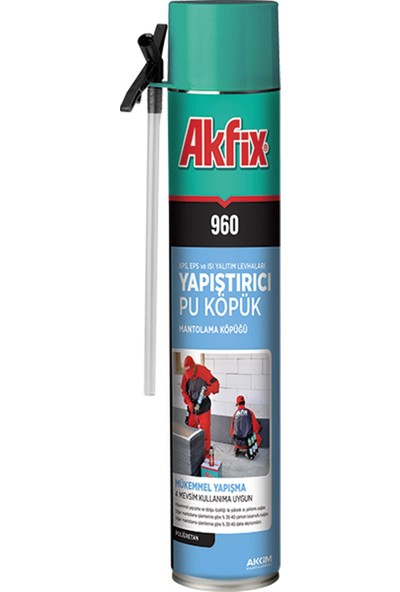 Akfix 960 XPS, EPS ve Isı Yalıtım Yapıştırıcı PU Köpüğü Pipetli 850 gr