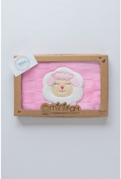Mika Bebek 3D Kuzu Figürlü Triko Pembe Kız Bebek Battaniye Mika Bebek 3D Kuzu Figürlü Triko Pembe Kız Bebek Battaniye