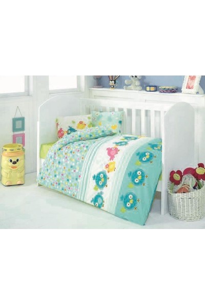 Çeyiz Diyarı Sweety Birds Bebek Nevresim Takımı Mint Çeyiz Diyarı Sweety Birds Bebek Nevresim Takımı Mint