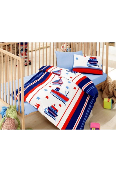 Çeyiz Diyarı Cottonbox Denizci Bebek Nevresim Takımı Mavi