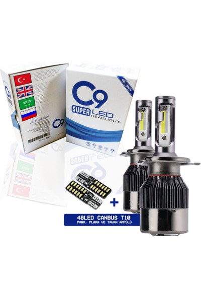 C9 Trio Üç Renk LED Xenon Far Ampulü Deli Mavi Beyaz Gün Işığı 9400 Lümen 15000K H1 C9 Trio Üç Renk LED Xenon Far Ampulü Deli Mavi Beyaz Gün Işığı 9400 Lümen 15000K H1