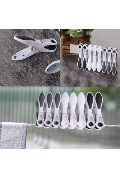 Silikon Çamaşır Mandalı 10'lu Siyah - Beyaz