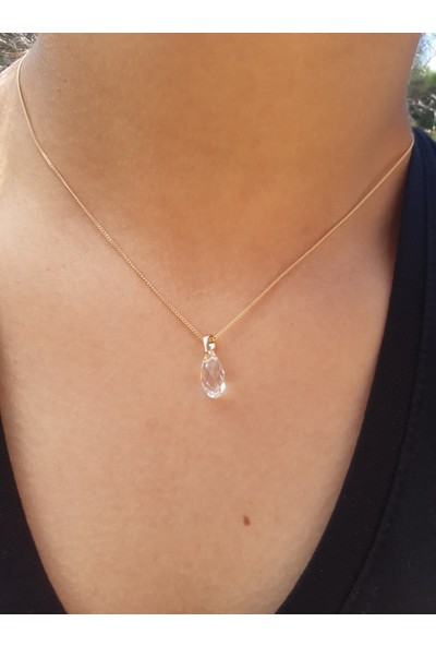 BiTakı Kristal Damla Taş Rodyum Kaplama Kolye BiTakı Kristal Damla Taş Rodyum Kaplama Kolye