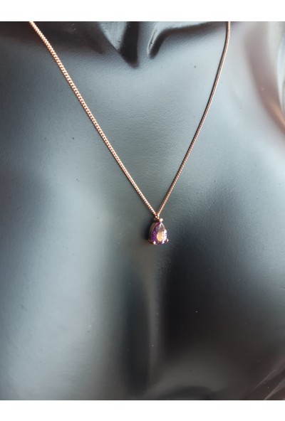 BiTakı Mor Kristal Taşlı Muhteşem Kolye