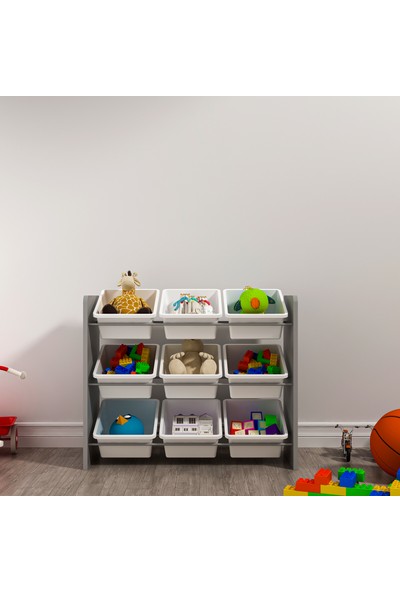 Mordeka 9 Sepetli Montessori Oyuncak Dolabı Çok Amaçlı Dolap