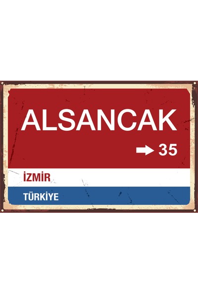 Mavi Ev Alsancak Retro Vintage Ahşap Poster Mavi Ev Alsancak Retro Vintage Ahşap Poster