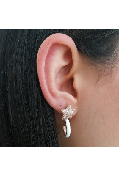 Medcezir Taşlı Yıldız Mineli Gümüş Küpe