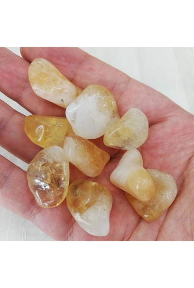 ByKolyeucum 4 Adet Ham Doğal Sitrin Taşı (2-3 Cm) - KLCKT0060