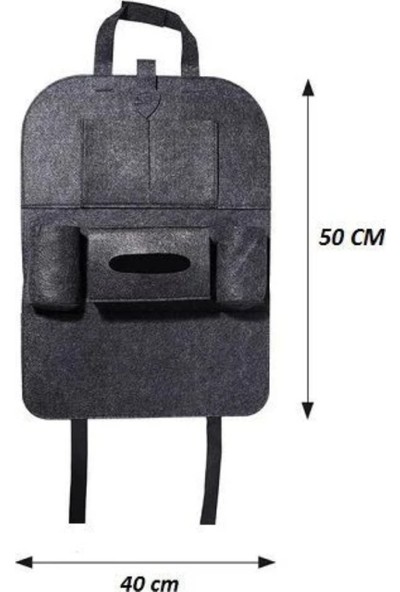 Ankaflex Araba Oto Koltuk Arkası Organizer Araç Içi Bod Düzenleyici Araç Eşya Düzenleyici Siyah Keçe