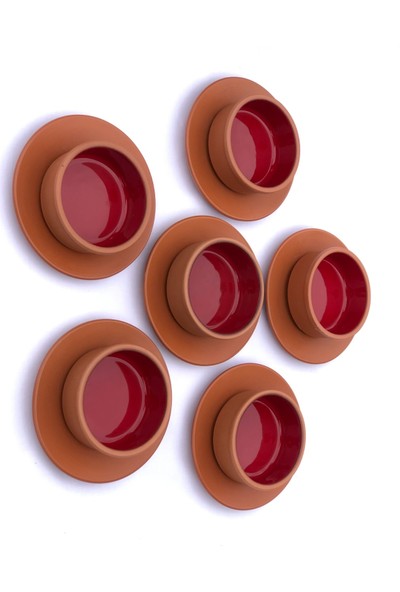 Güray Seramik 6'lı Kırmızı Avanos Renkli Toprak Porsiyon Güveç Sütlaç Yoğurt Pişirme Kabı Güray Seramik 6'lı Kırmızı Avanos Renkli Toprak Porsiyon Güveç Sütlaç Yoğurt Pişirme Kabı