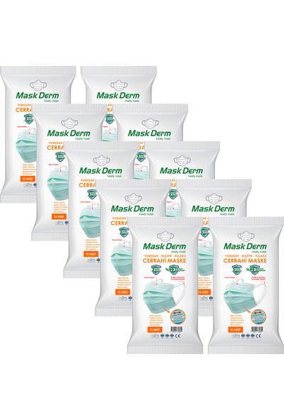 Maskderm Cerrahi Maske Yumuşak Elastik Kullaklı Filtreli Hijyen Paket 100 Adet - Beyaz