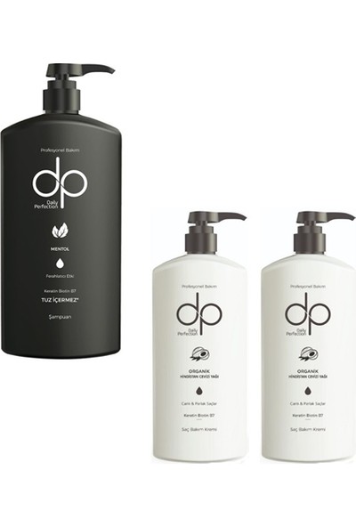 Dp Şampuan 800 ml Mentol Ferahlatıcı + Dp Saç Bakım Kremi 2X500 ml