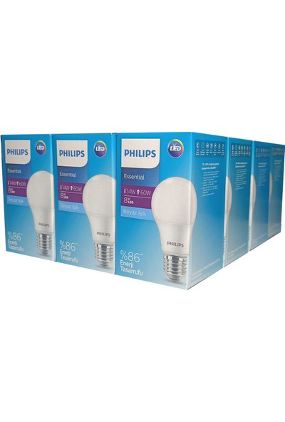 Philips 12'li 8W Beyaz Işık LED Ampul