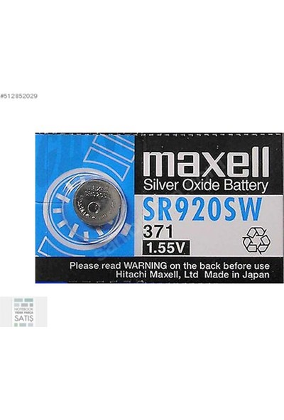 Maxell SR-920SW Para Pil (371) - Adet Maxell SR-920SW Para Pil (371) - Adet