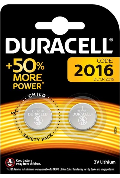 Duracell CR-2016 3 Volt Para Pil - 2 Adet Duracell CR-2016 3 Volt Para Pil - 2 Adet