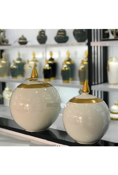 Efes Home 2'li Yaldızlı Büyük Boy Dekoratif Küre Küp Vazo Set Efes Home 2'li Yaldızlı Büyük Boy Dekoratif Küre Küp Vazo Set