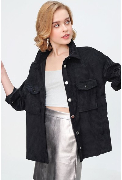 Bigdart 3865 Çizgili Kadife Gömlek