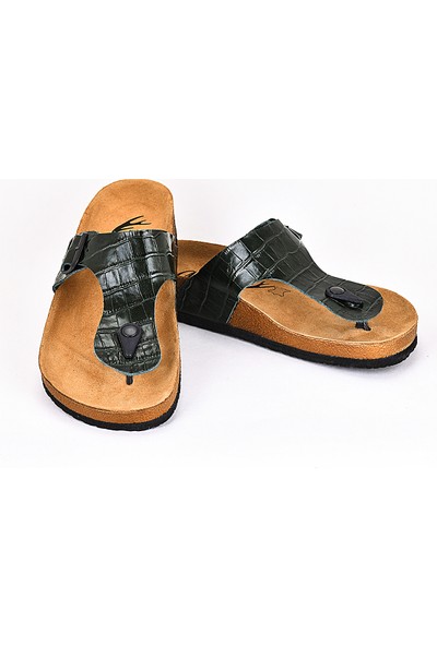 Moosefield Deri Yeşil Erkek Terlik