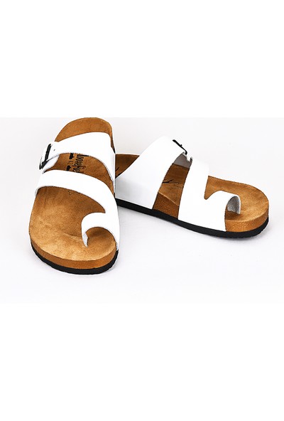 Moosefield Deri Beyaz Erkek Terlik