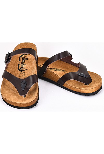 Moosefield Deri Koyu Kahverengi Erkek Terlik