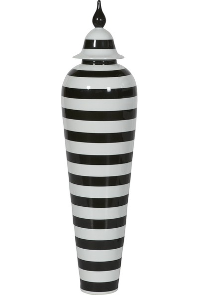 Everc Büyük Boy Dekoratif Seramik Vazo Kapaklı Zebra Everc Büyük Boy Dekoratif Seramik Vazo Kapaklı Zebra