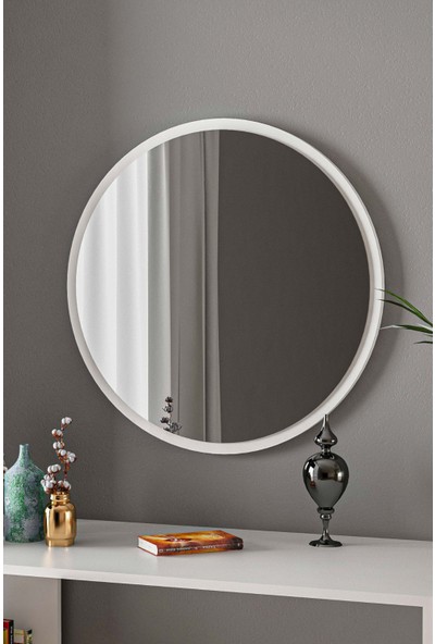 Bluecape Yuvarlak Beyaz Duvar Salon Ofis Aynası