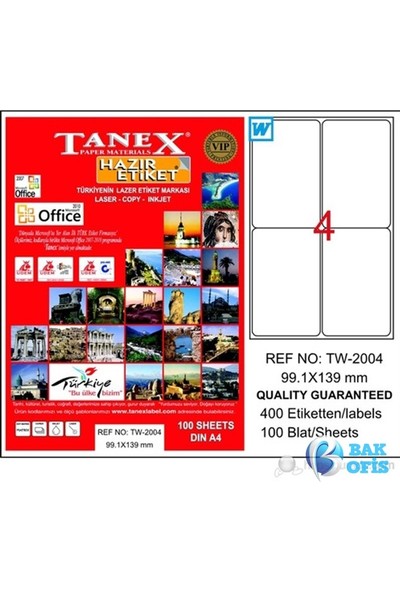 Tanex TW-2004 Laser Etiket 99.1 x 139 mm